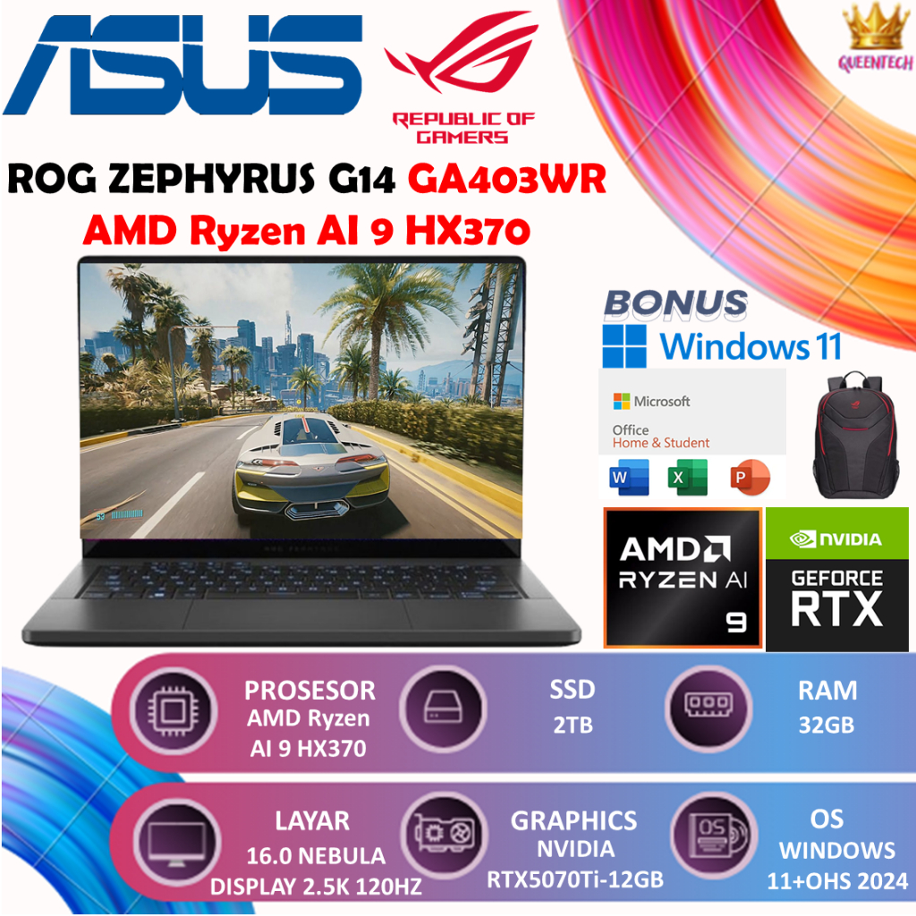 Jual ASUS ROG ZEPHYRUS G14 OLED GA403WR AMD Ryzen AI 9 HX370 RTX 5070TI ...