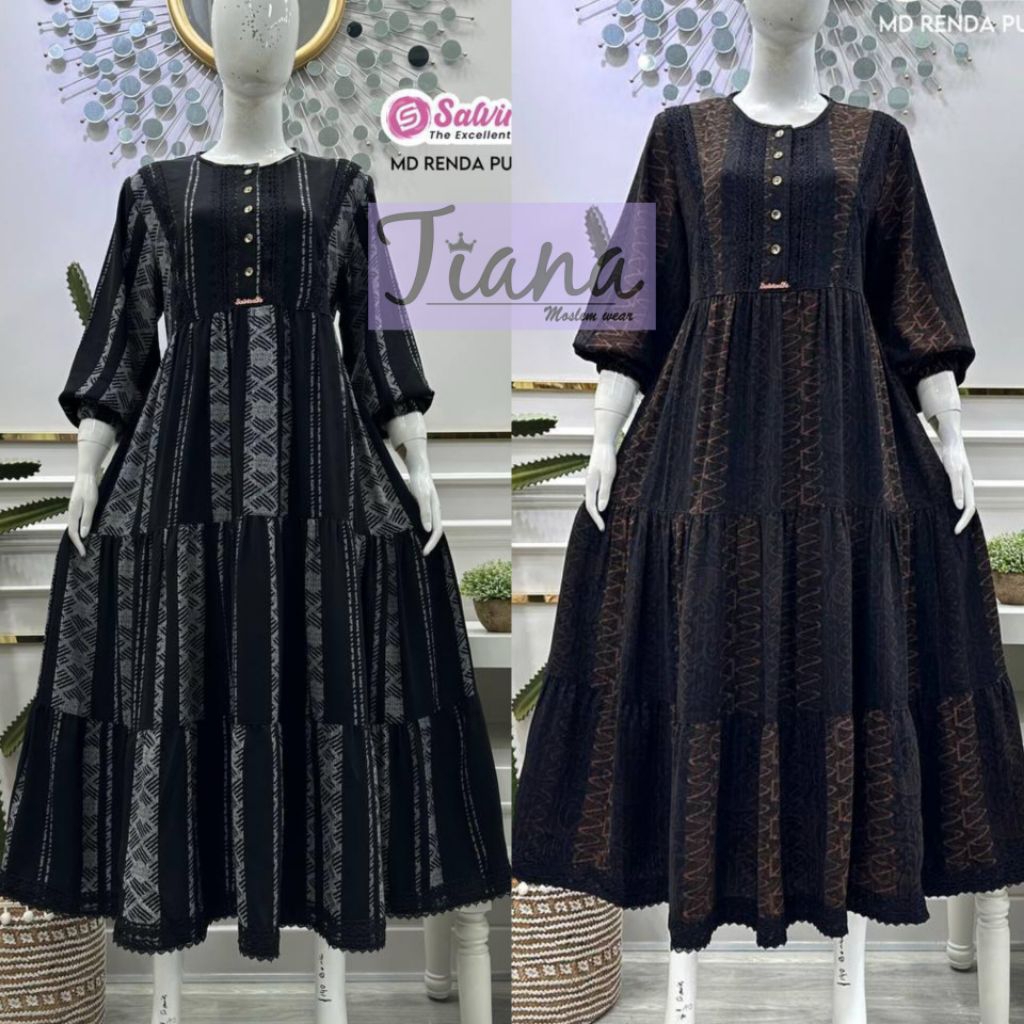 Jual salvina midi Arabian jetblack renda bawah | Shopee Indonesia