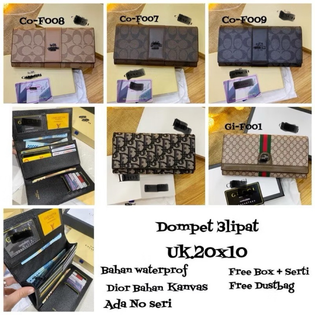 Jual DOMPET WALLET PANJANG 3LIPAT + BOX+SERTI+DUSTBAG | Shopee Indonesia