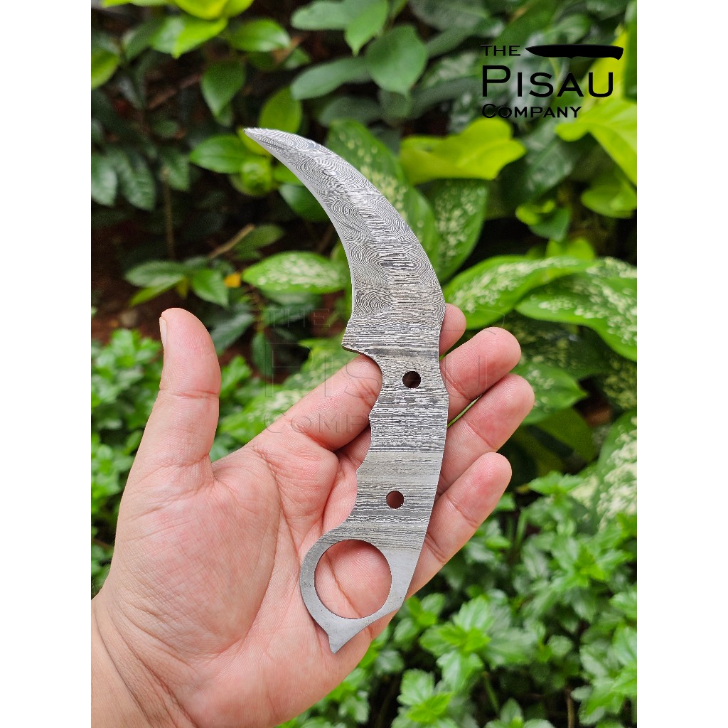 Jual Pisau Karambit Damaskus Blank Blade | Pisau Handmade Damascus ...
