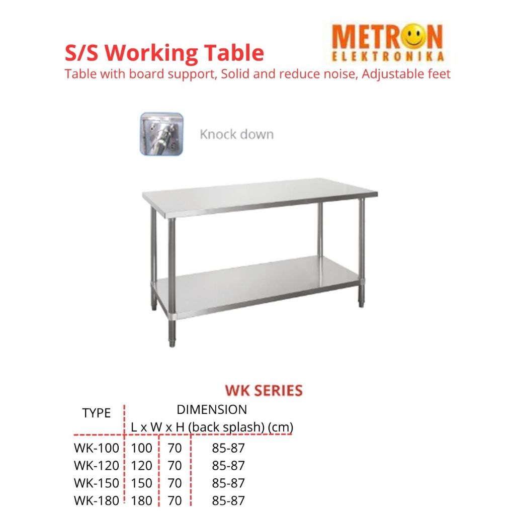 Jual GETRA WORKING TABLE WK-SERIES KNOCK DOWN / MEJA KERJA STAINLESS ...