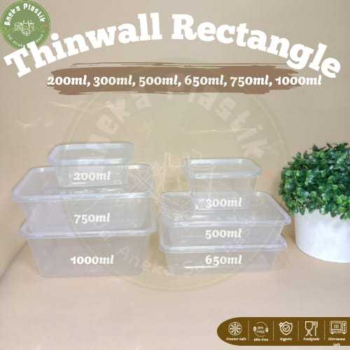 Jual [ISI 10PCS] Thinwall Rectangle / Kotak Makan Plastik 500ml 650ml 750ml 1000ml | Shopee ...