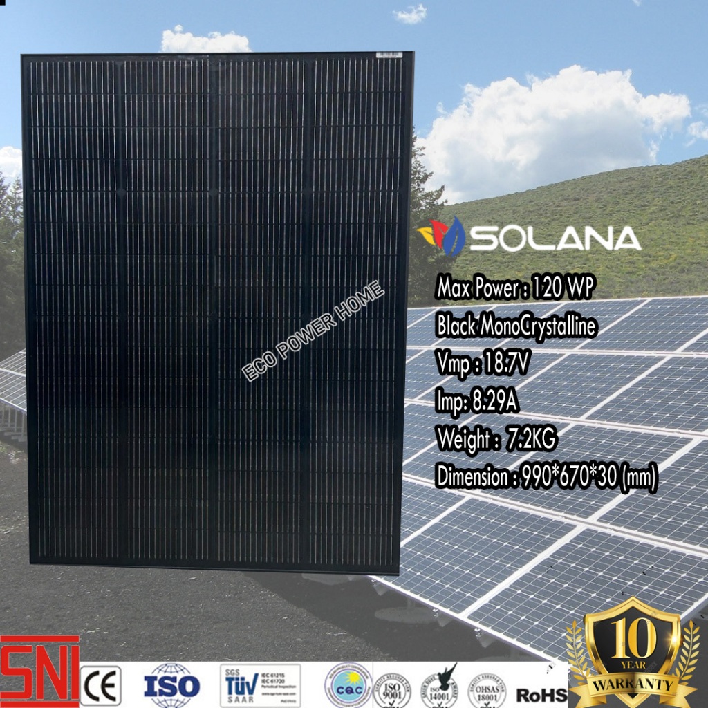 Jual SOLANA Solar Panel 120WP Black MonoCrystalline 12V - Cell Surya ...