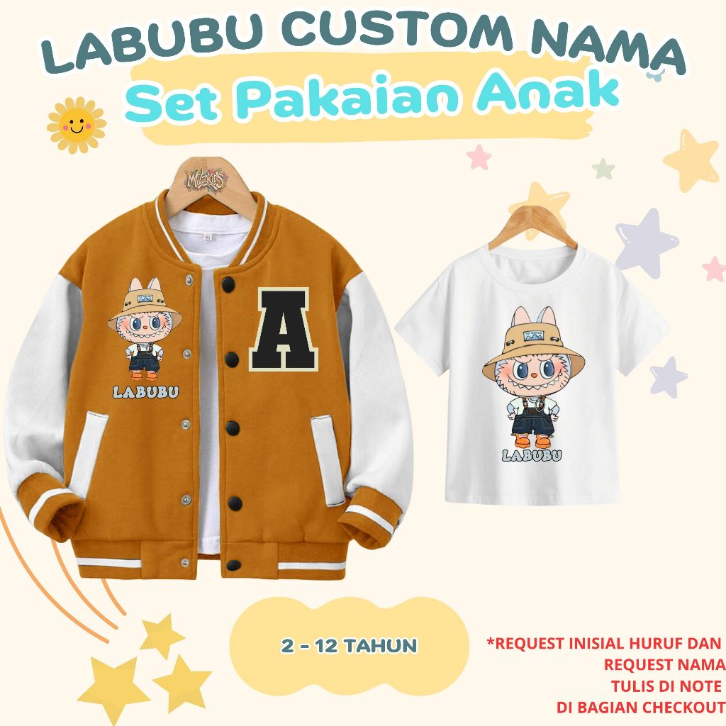 Jual Varsity Jacket Baseball Anak Labubu Inisial A - Z Umur 2-12 Tahun ...