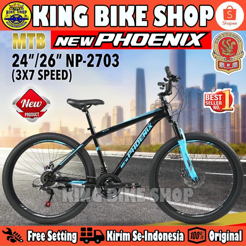 Jual (Extra Bonus) Sepeda Gunung MTB PHOENIX NP 2703 Ukuran 24, 26 Inch ...