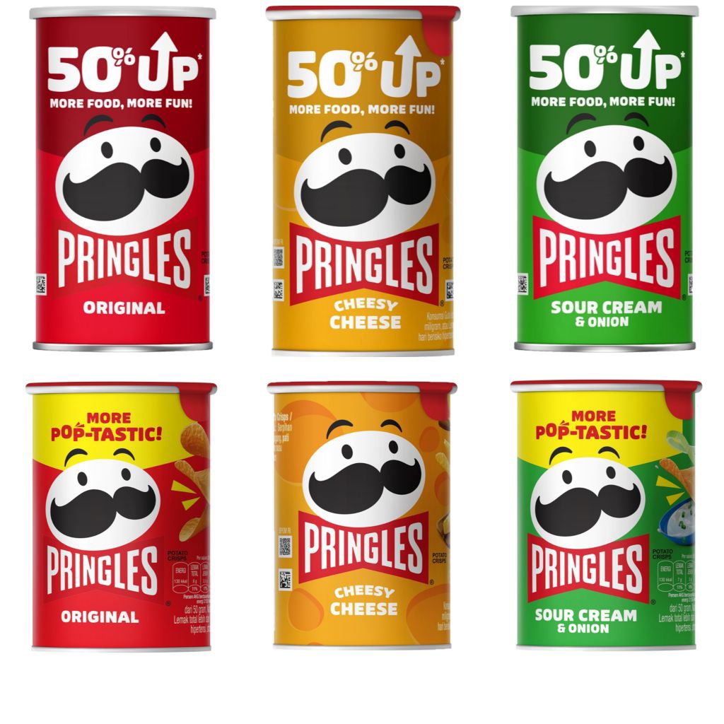 Jual Pringles Potato Crisps Original Cheesy Cheese sour cream kaleng ...