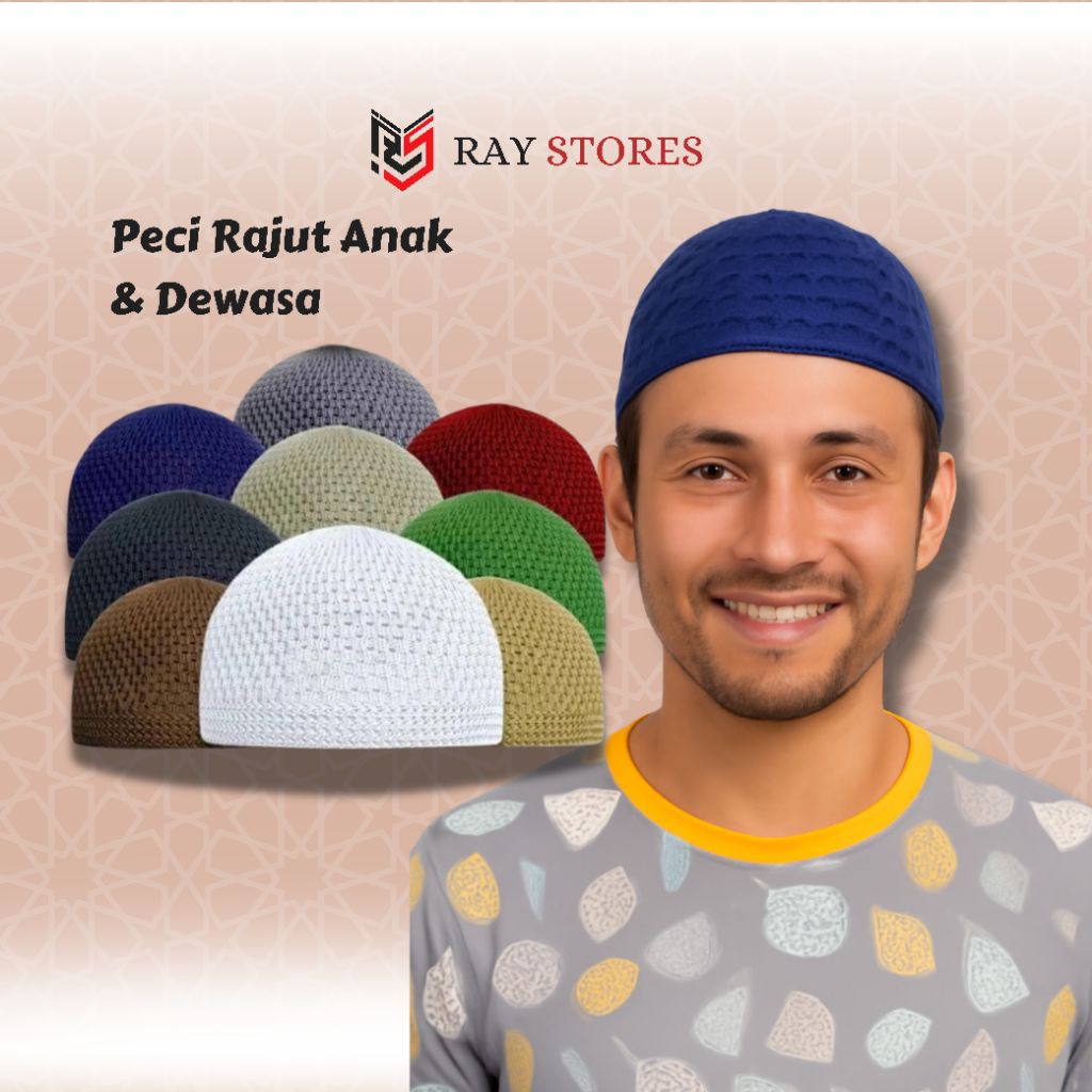 Jual Peci Rajut Dewasa & Anak | Peci Sholat Muslim Pria & Anak Laki ...