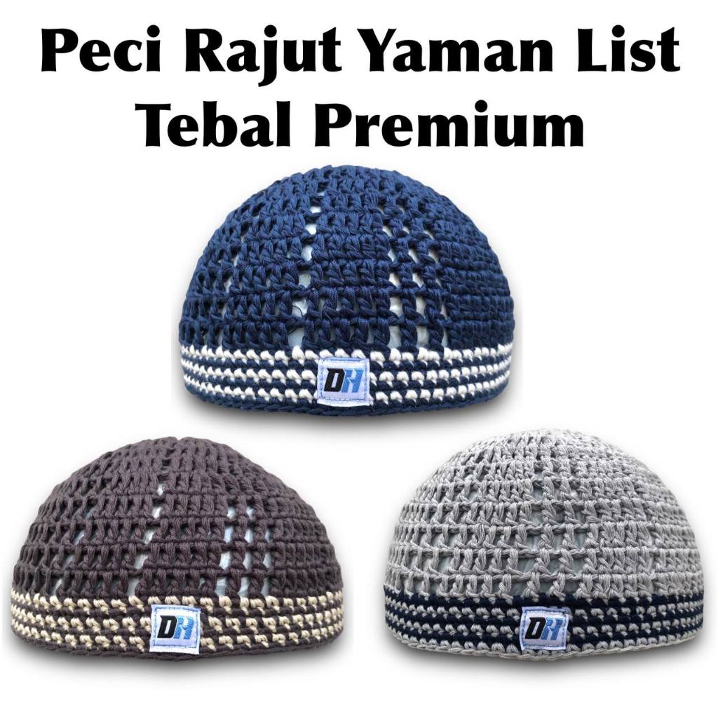 Jual Delemon Head Peci Rajut Yaman Lis Tebal Premium | Shopee Indonesia