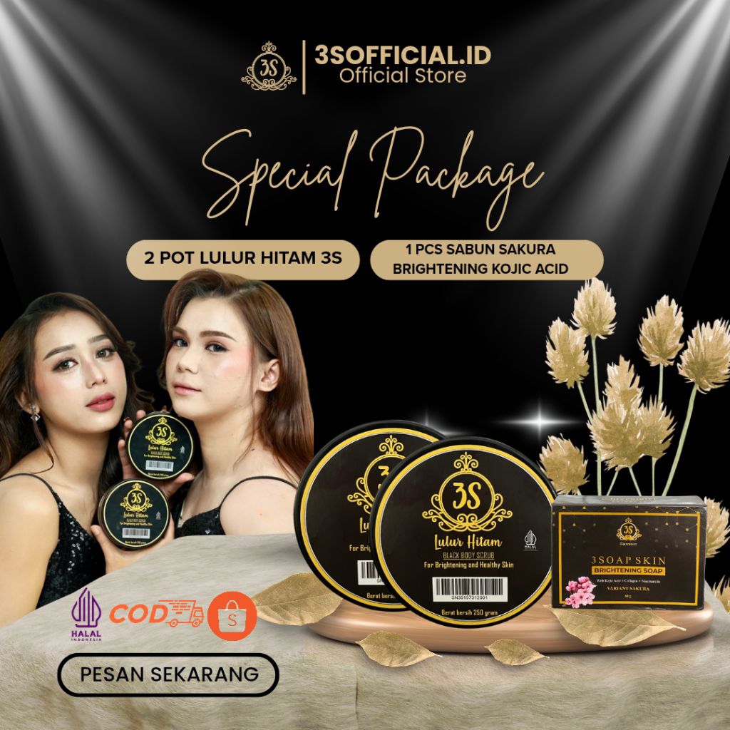 Jual 2 POT LULUR HITAM + Sabun Sakura 3s - Lulur pemutih - Lulur ...