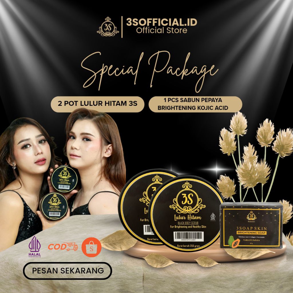 Jual 2 POT LULUR HITAM + Sabun Pepaya 3s - Pemutih badan - Pemutih ...