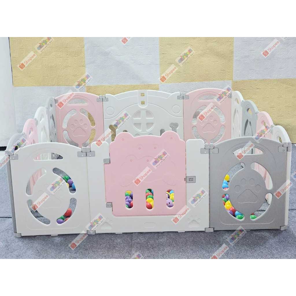 Jual CES07/PINK-GREY/Pagar Bermain Anak/PlayPen/Pagar Bayi/Pagar ...
