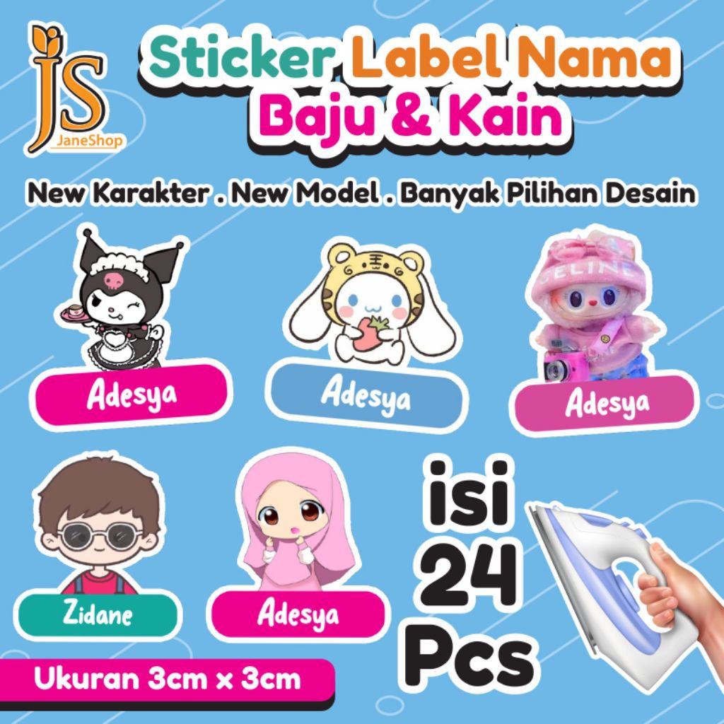 Jual Sticker Label Nama Baju Kaos Sablon Sticker Iron Custom (Per Pack ...
