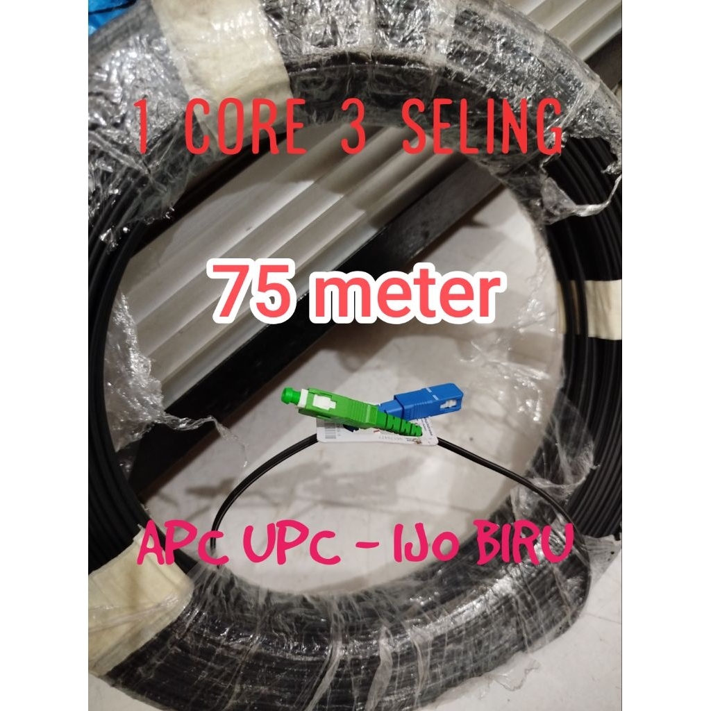 Jual kabel precon optic 75m ijo biru apc upc 1 core 3 sling | Shopee Indonesia