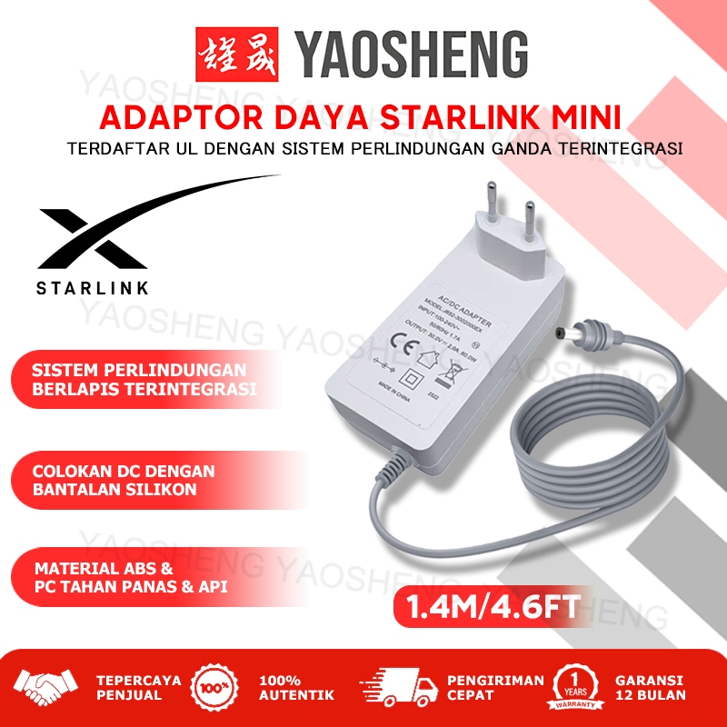 Jual Adaptor Daya Pengganti Starlink Mini 30V 2A 60W – Bersertifikat UL ...