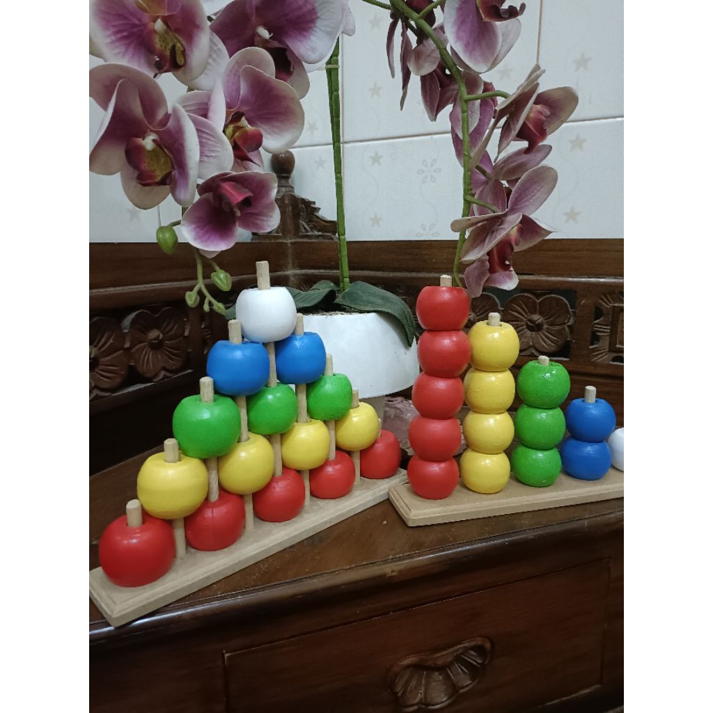 Jual Mainan Edukasi Anak Susun Balok Menara Bola/ Mainan Tangga Bulat ...