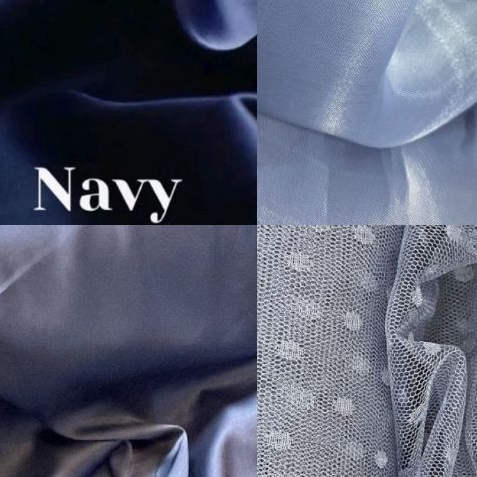 Jual Kain Warna Biru Navy 0.5 Meter Kombinasi Bahan Organza Saten ...