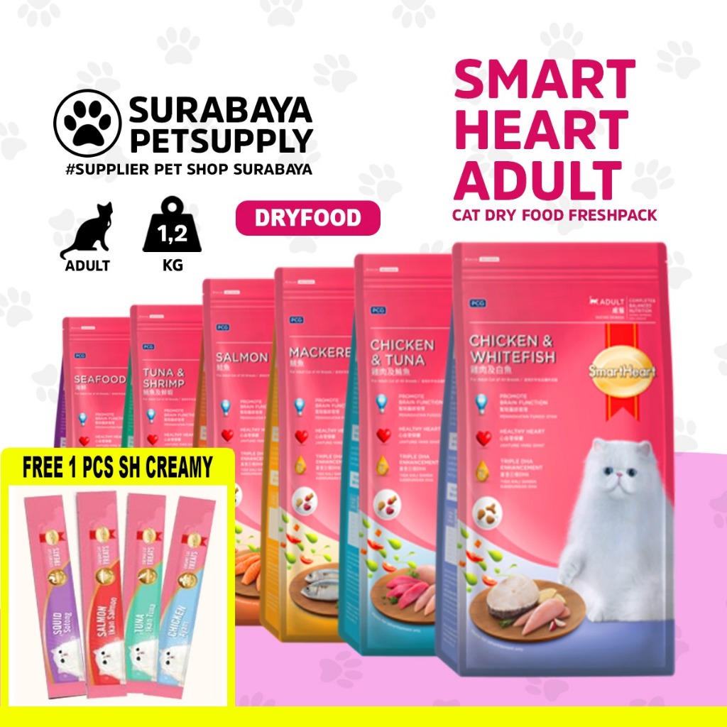 Jual [FREE 1PCS SH CREAMY] Smartheart adult dryfood 1,2kg - Smart heart ...