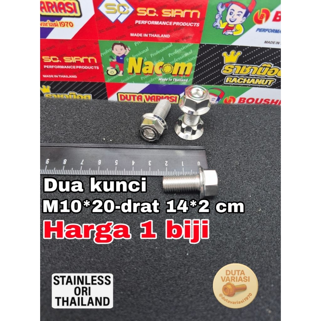 Jual BAUT DUA KUNCI DRAT 14x2 CM - M10x20 [ STAINLESS ] | Shopee Indonesia