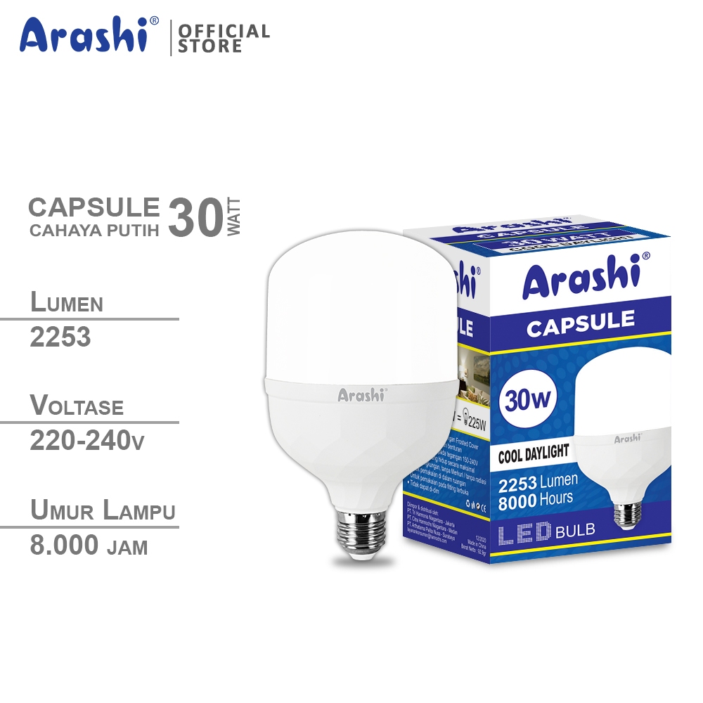 Jual Arashi Lampu Bohlam LED Capsule 30W Cahaya Putih | Shopee Indonesia