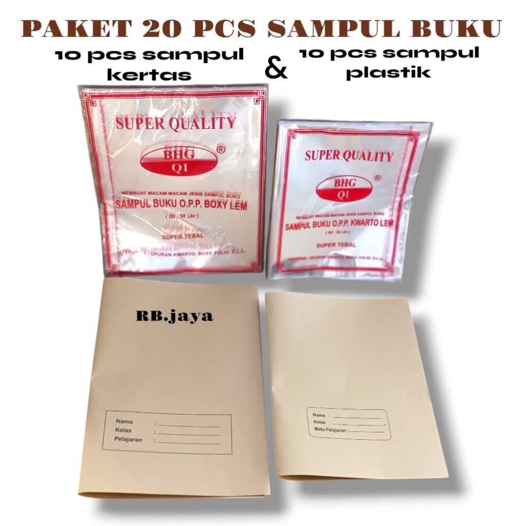 Jual Paket Sampul Buku - Kertas 10pcs + Plastik 10pcs Ukuran Boxy ...