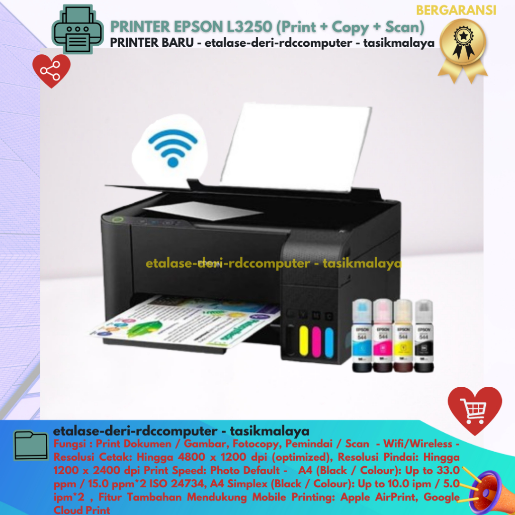 Jual Printer Epson L3250 Support Wifi (Print Fotocopy Scan) | Shopee ...