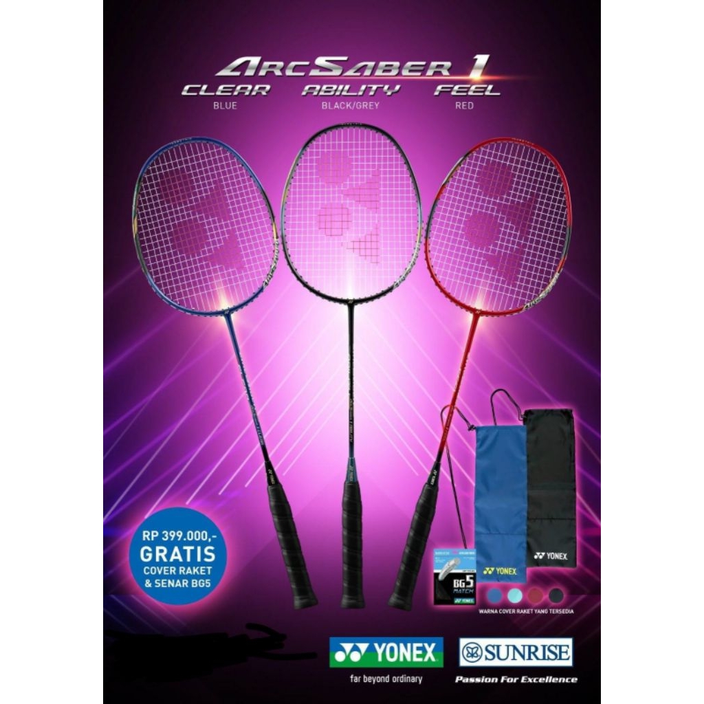 Jual raket Yonex arcsaber 1 FEEL/ABILITY/CLEAR original | Shopee Indonesia