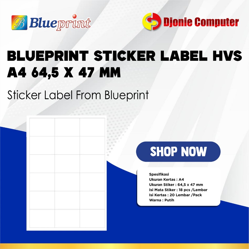 Jual Blueprint Sticker Label HVS A4 64.5x47mm | Shopee Indonesia