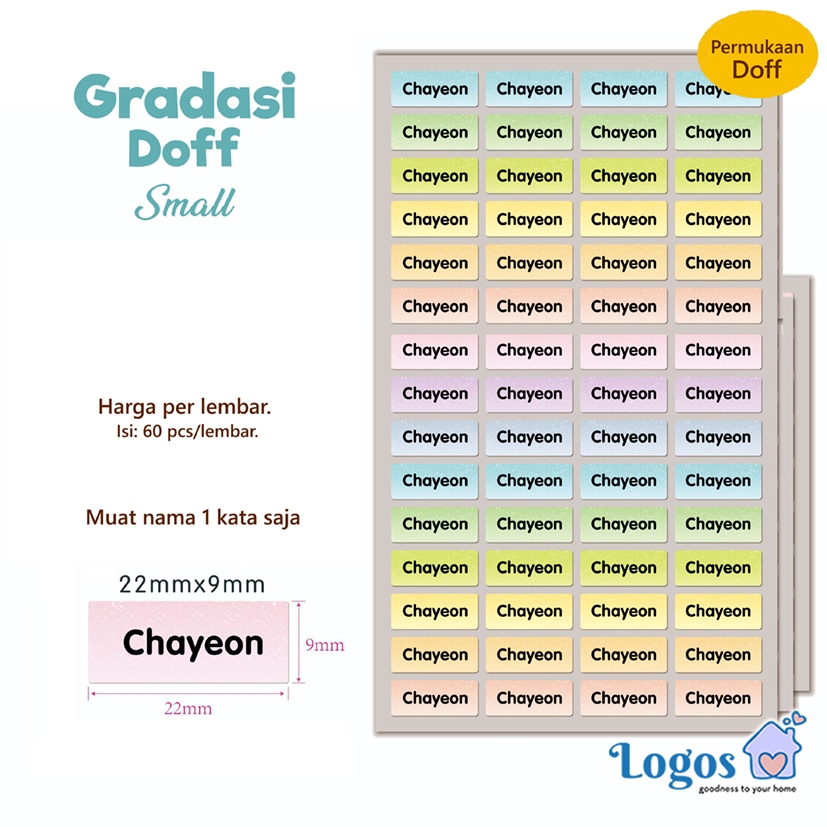 Jual Gradasi Doff Sticker Label nama Waterproof tahan air stiker nama ...