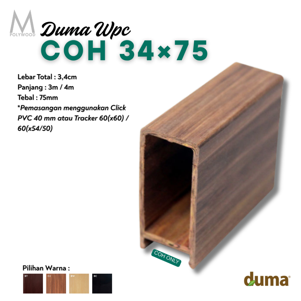 Jual DUMA WPC Panel Click-on Hollow 34x75 / COH 34x75 / KISI - KISI ...
