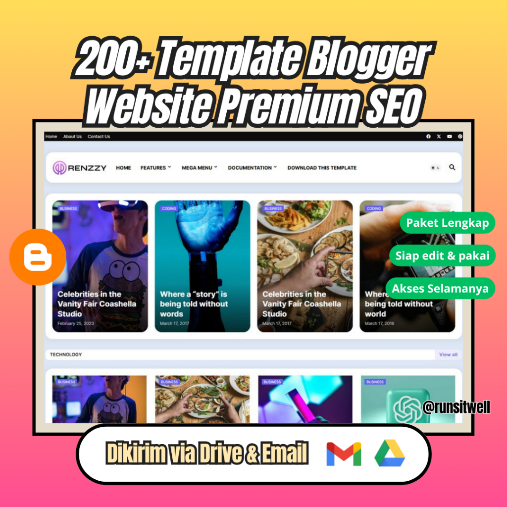 Jual 200+ Template Blogger Website Premium | Tema Blogspot Blog Artikel ...