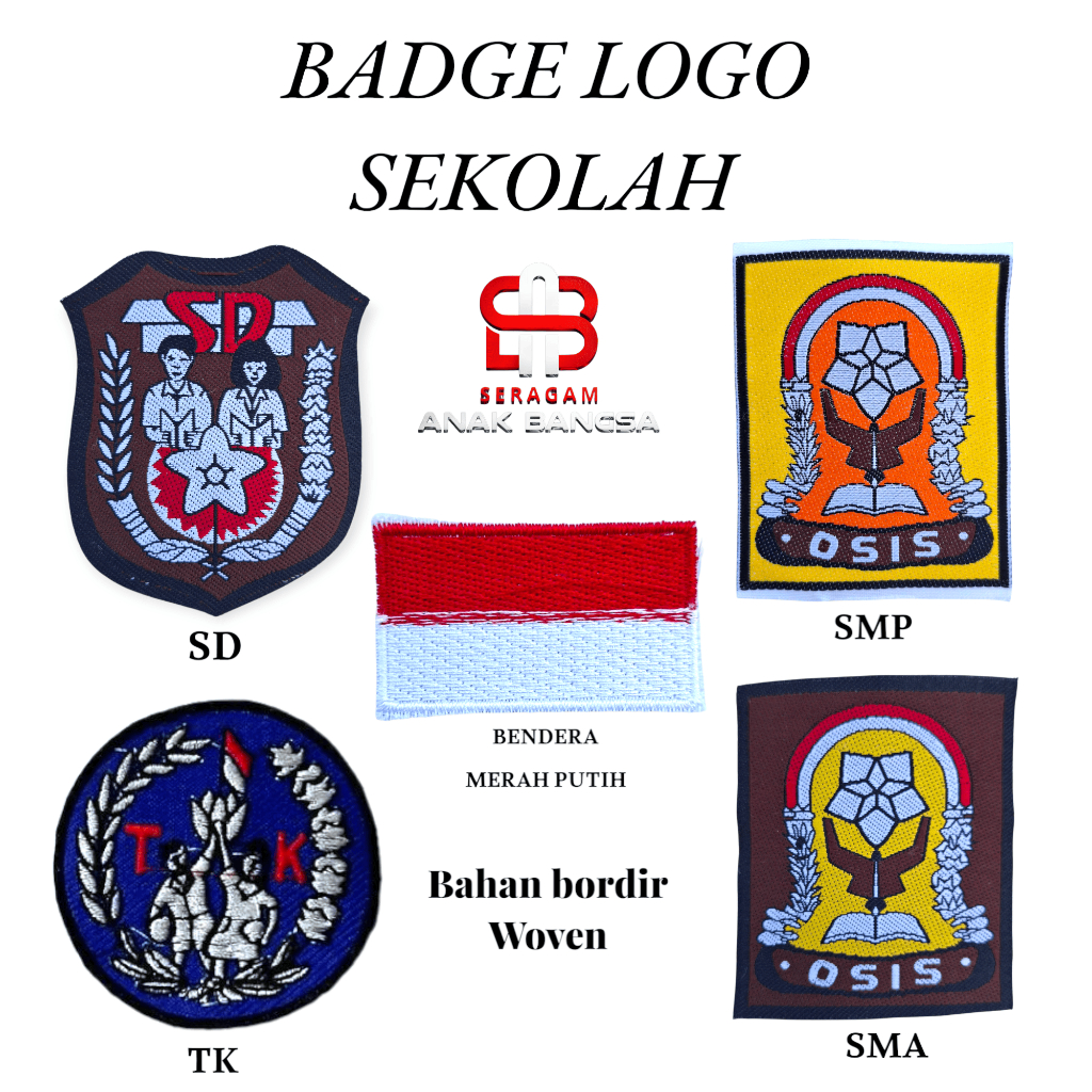 Jual Badge Logo Sekolah Bordir Woven – TK, SD, SMP, SMA & Bendera Merah ...