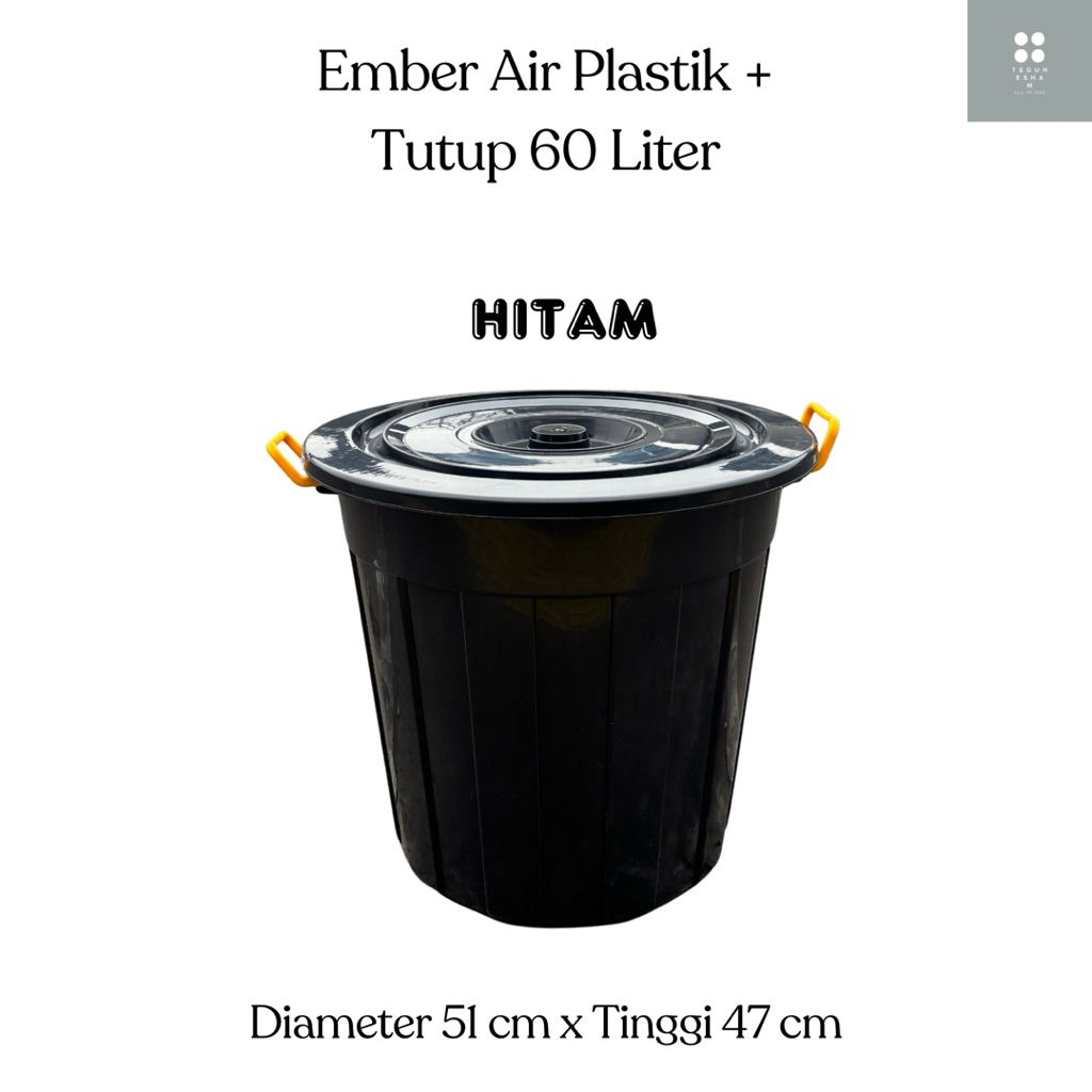 Jual WARNA HITAM - EMBER AIR PLASTIK + TUTUP 60 LITER WARNA / EMBER ...