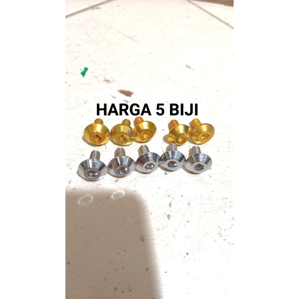 Jual 5pcs baut body motor gold chrome M6 drat 10 kunci L 5 baut payung gold drat 10 kunci L 5 ...
