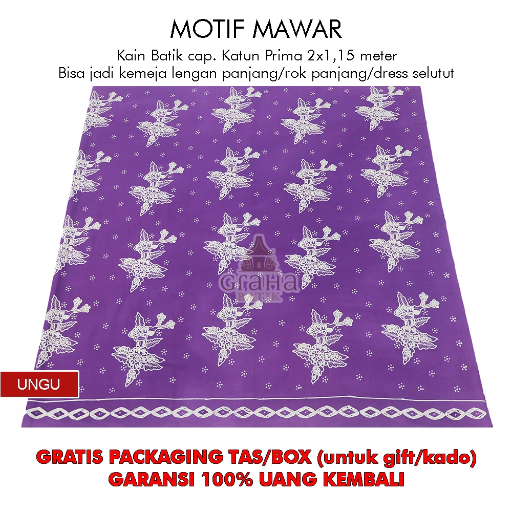 Jual KAIN BATIK BAKARAN PATI MOTIF MAWAR UNGU | Shopee Indonesia