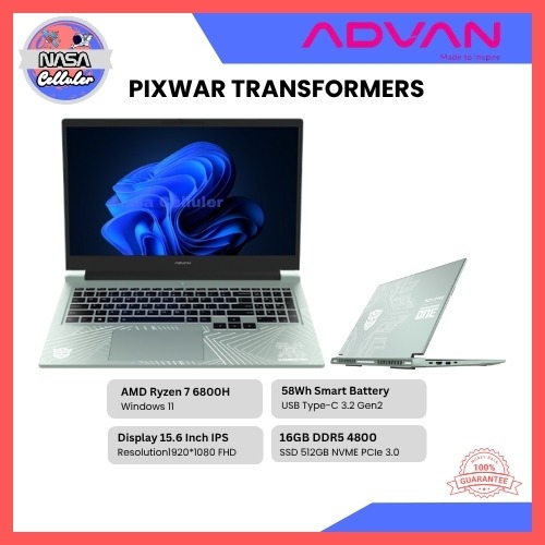 Jual ADVAN Laptop Gaming Pixwar x Transformers | AMD Ryzen 7 6800H ...