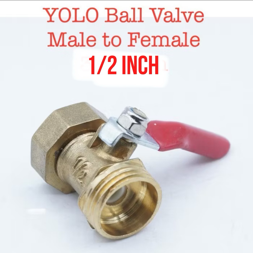 Jual YOLO Mini Ball Valve Stop Kran Keran Air Kuningan 1/2 inch Male to 1/2" Female M-F M/F ...