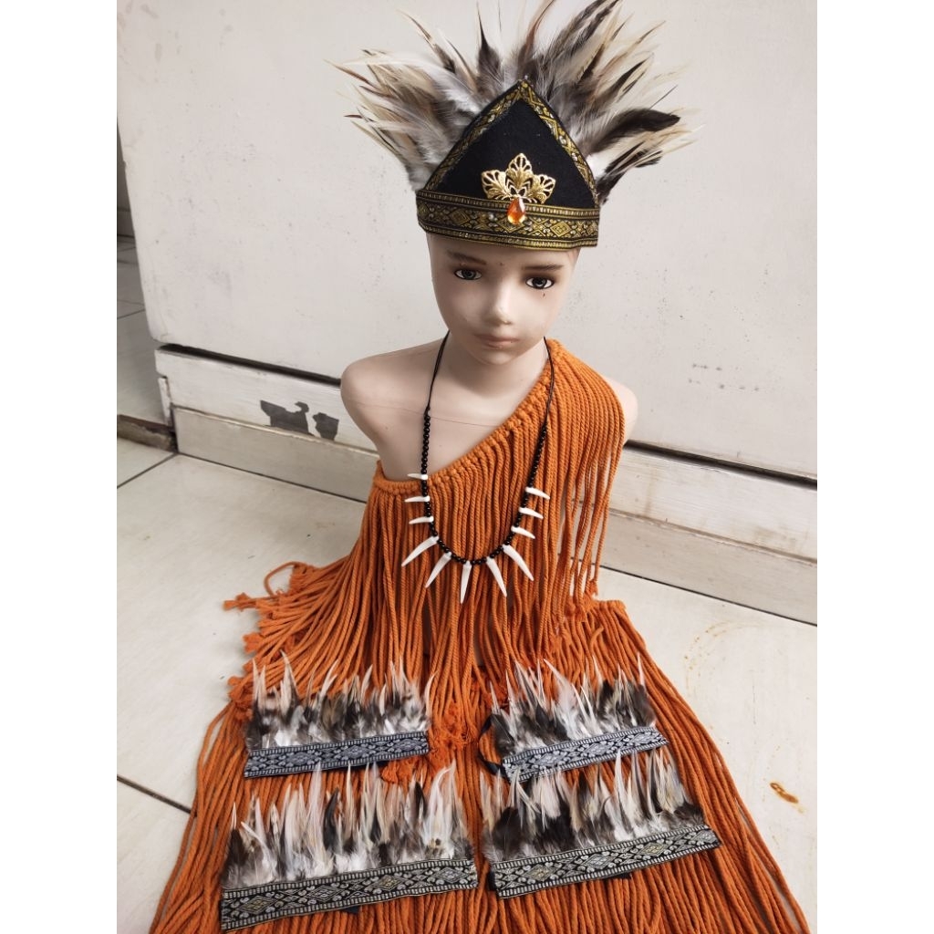 Jual Kostum adat Papua Pedalaman Set Lengkap Bulu Taring Rumbai Anti ...