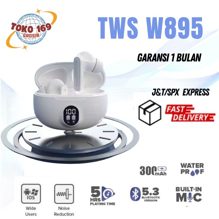 Jual TWS W895 Wireless Earphones Bluetooth 6.0 In Ear HIFI Mini ...