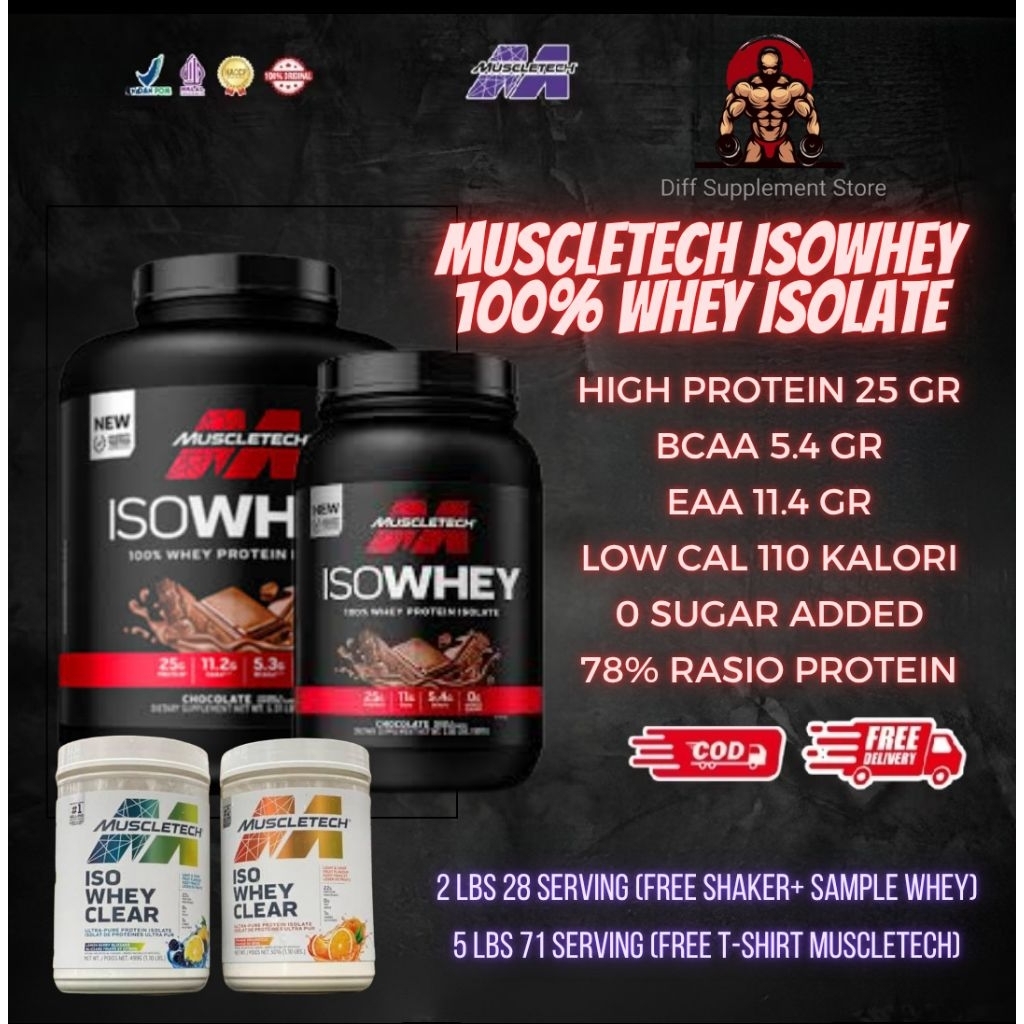 Jual MUSCLETECH ISOWHEY PROTEIN ISOLATE ISO WHEY CLEAR 100% 2 LBS 28 ...