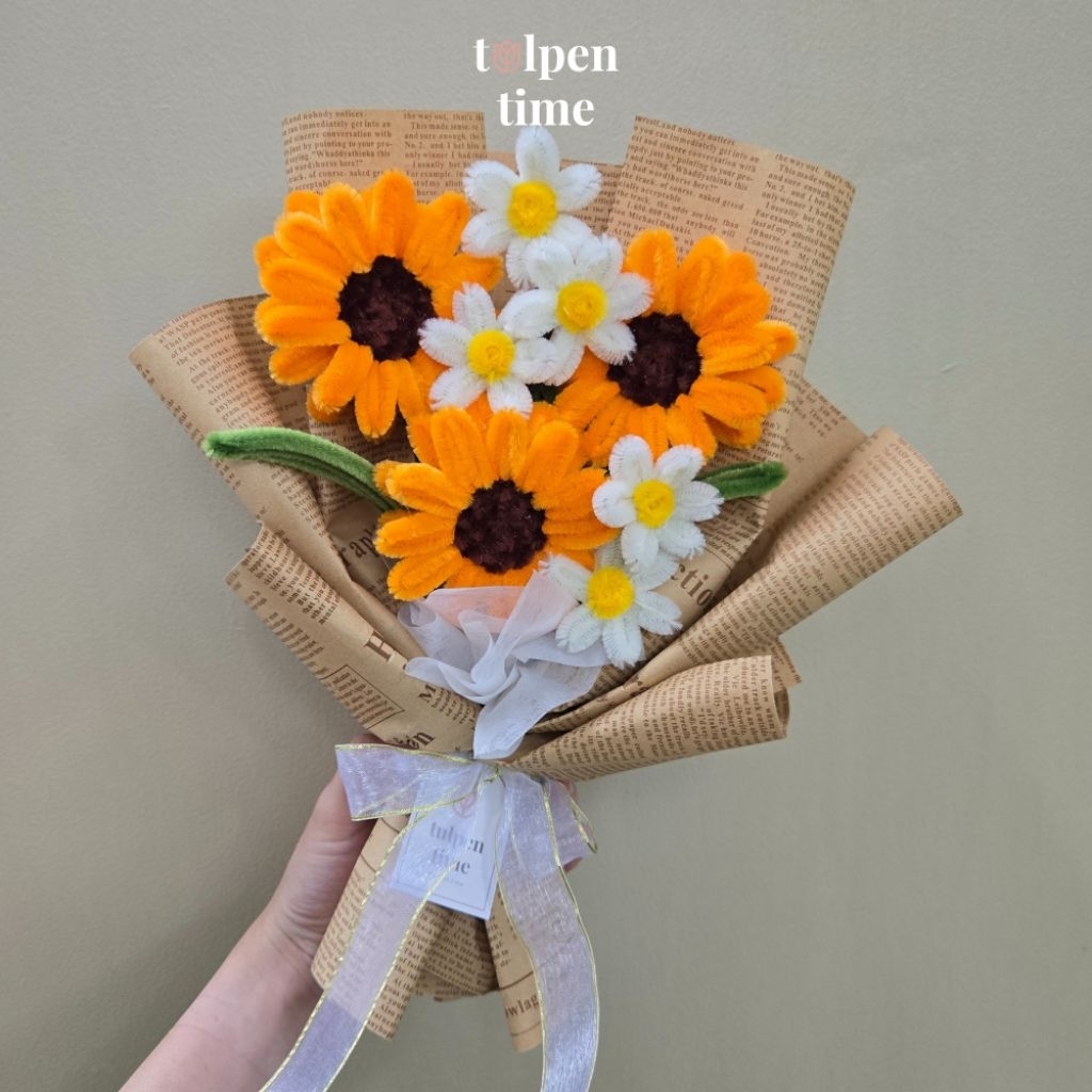 Jual Trishine - Buket Bunga Matahari Kawat Bulu | Sunflower Pipe ...