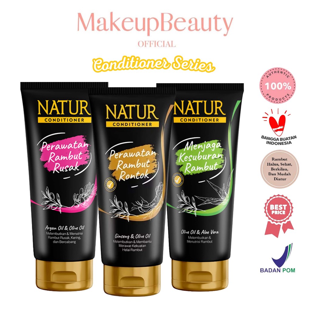 Jual NATUR Hair Conditioner 165ml - Olive Oil & Aloe Vera | Ginseng & Olive Oil | Moringa ...