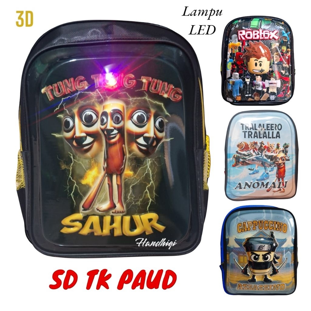 Jual Tas Anak Sekolah Ransel Laki Laki 3D Timbul Ada Lampu Led Ukuran SD TK Dan PAUD ( Dua Ruang ...