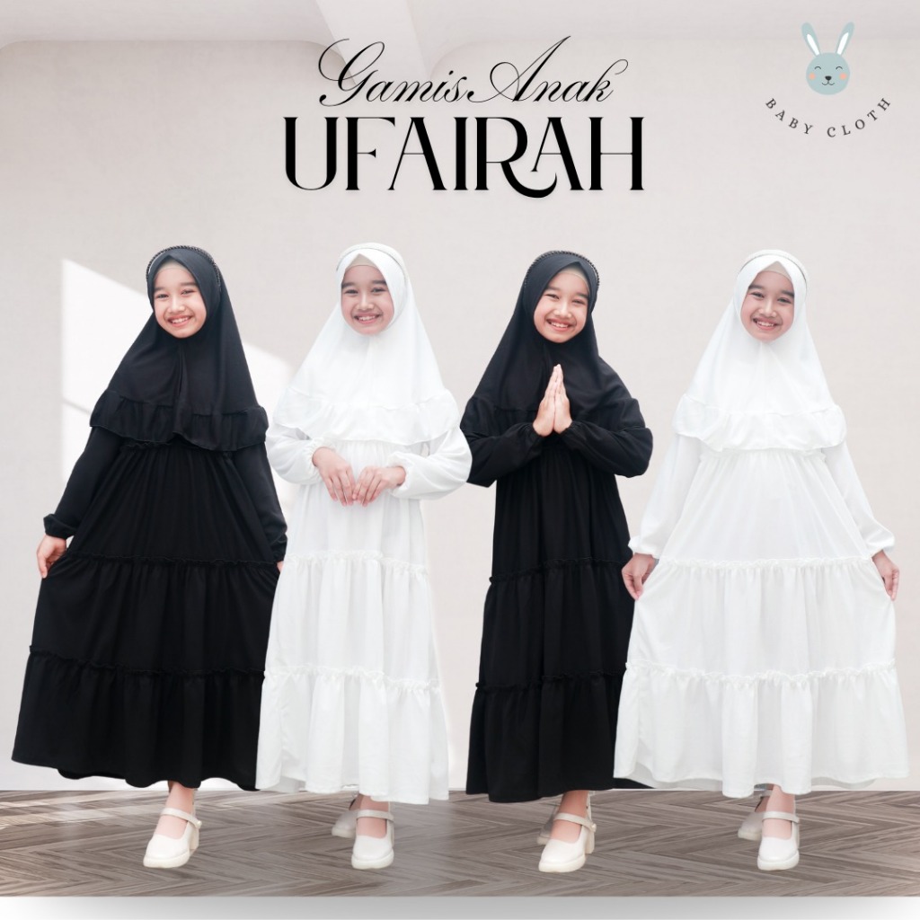 Jual GAMIS PUTIH DAN HITAM ANAK + HIJAB UFAIRAH SMLXL BABY.CLOTH UNTUK ...
