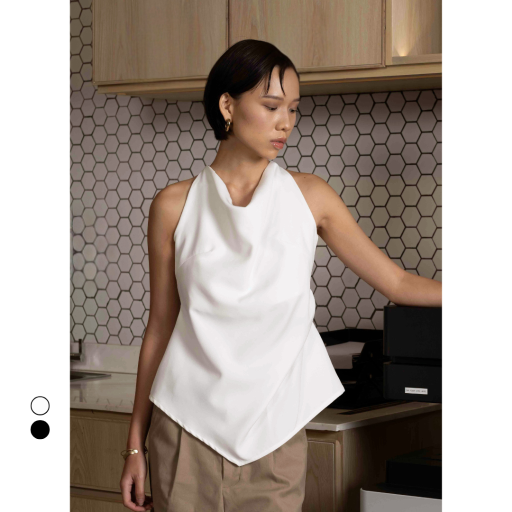 Jual Amygo Store – Maren Halter Drape Top | Halter Top Elegan | Blouse ...