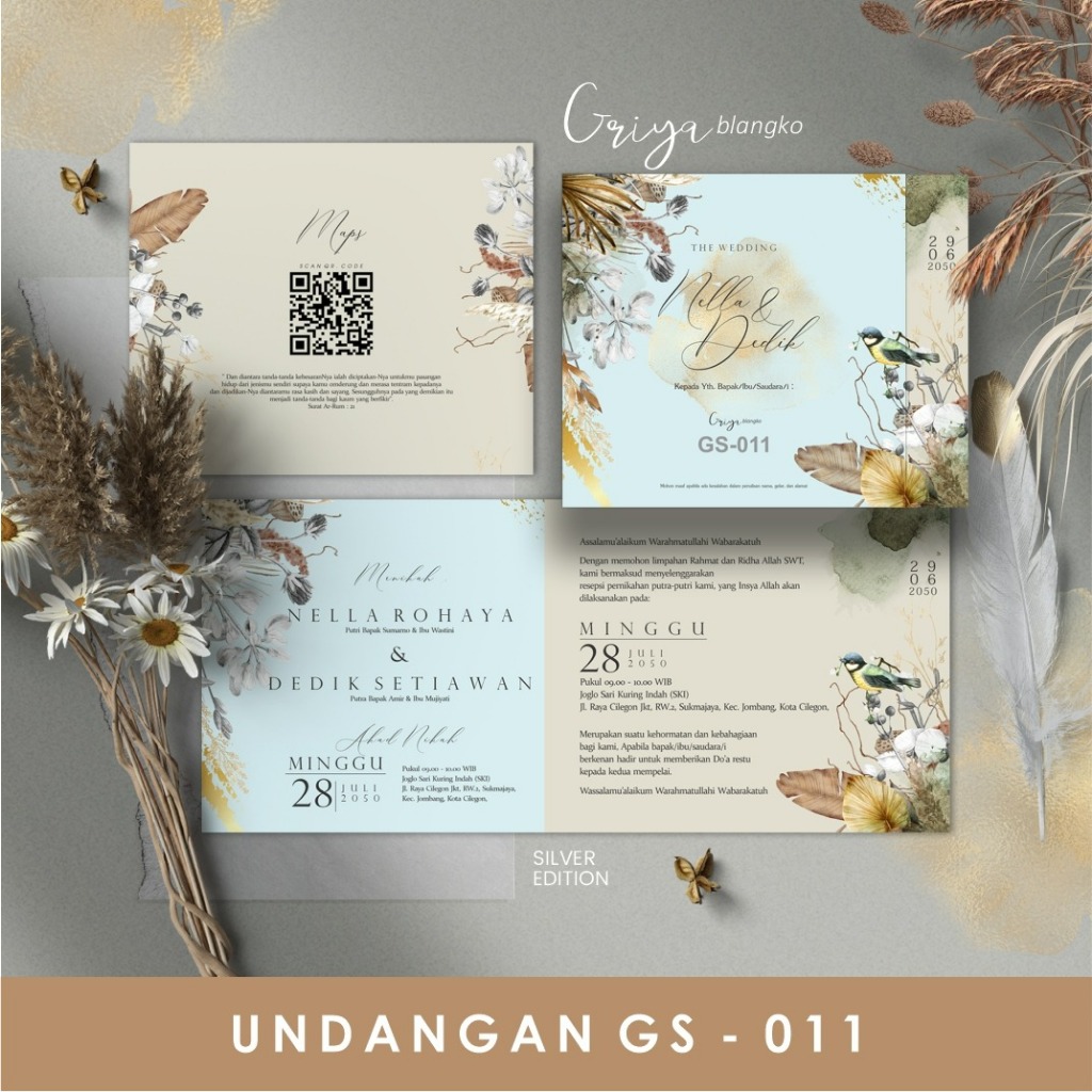 Jual UNDANGAN PERNIKAHAN SIMPEL ELEGAN - KARTU UNDANGAN - WEDDING ...
