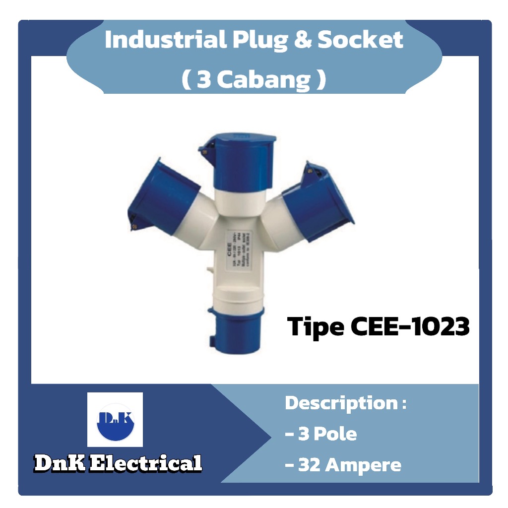 Jual Industrial Plug & Socket Cabang 3 Fort Tipe CEE-1023 3 Pole 32A ...