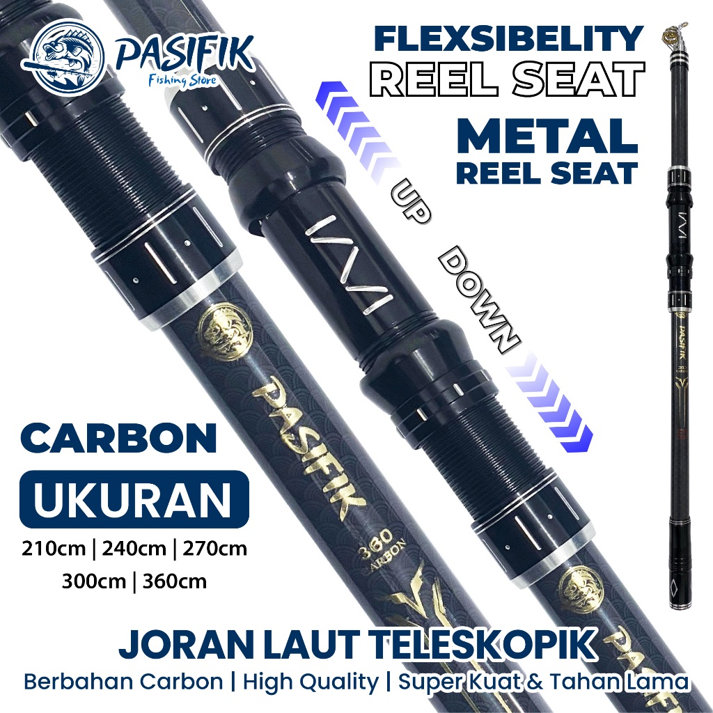 Jual Pasifik Joran Laut Teleskopik High Carbon Joran Laut Portable Ring ...