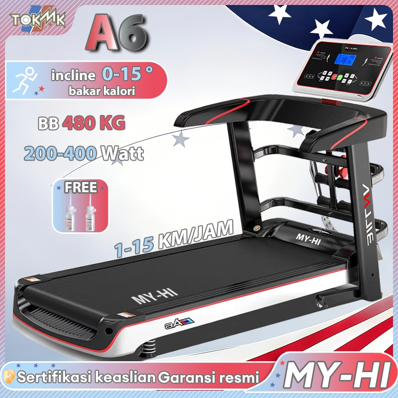 Jual 【TOK MK】MY-HI Treadmill electric low watt A6 Incline 15° Bluetooth ...