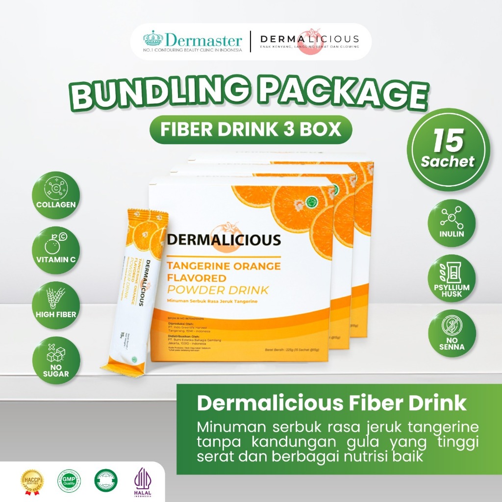 Jual Dermalicious Fiber Drink - Bundling 3 Box | Shopee Indonesia