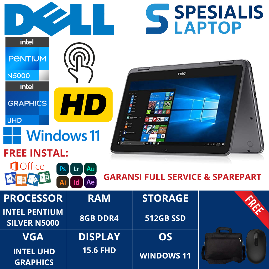 Jual Laptop Murah Dell Latitude 11 3190 Intel Pentium Silver N5000 Ram ...